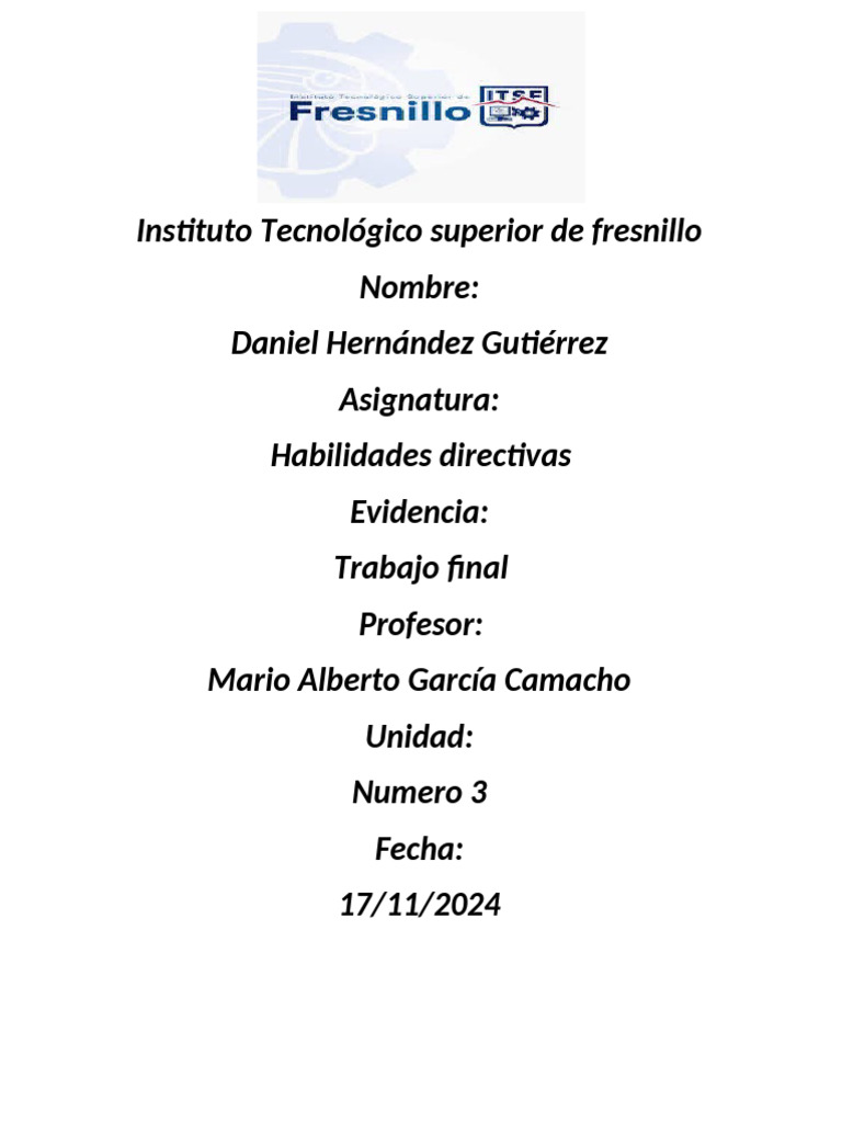 Instituto Tecnológico superior de fresnillo | PDF | Gestión del tiempo ...