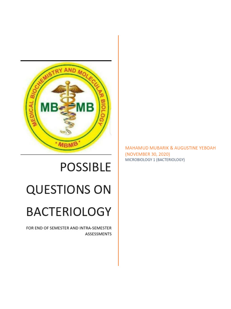 Bacteriology Assessment Questions Guide | PDF | Bacteria ...
