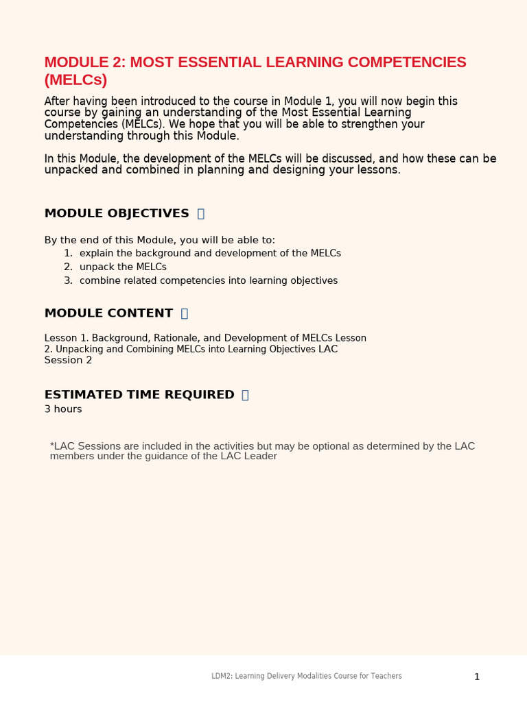 LDM2-Module-2_-Most-Essential-Learning-Competencies-converted | PDF | Curriculum | Learning