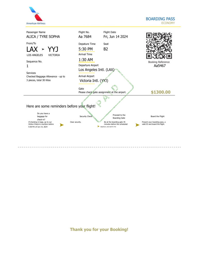 Alicia Tyre Sophia Flight Ticket-1 | PDF | Los Angeles International ...