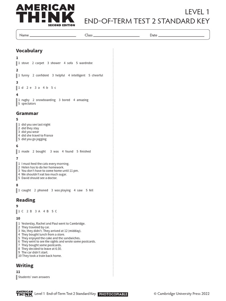 THK-EOT-U2S With Answer | PDF