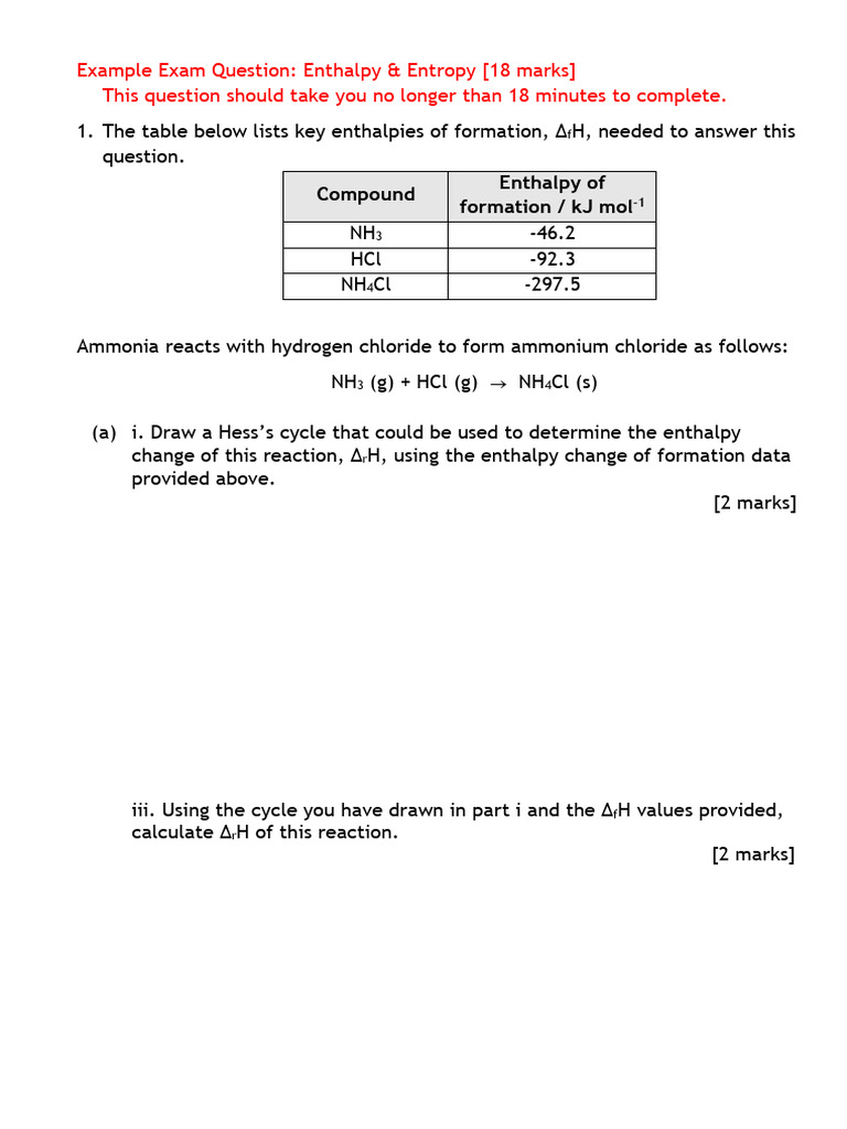 Enthalpy and Entropy 2 | PDF | Chemical Reactions | Ammonia