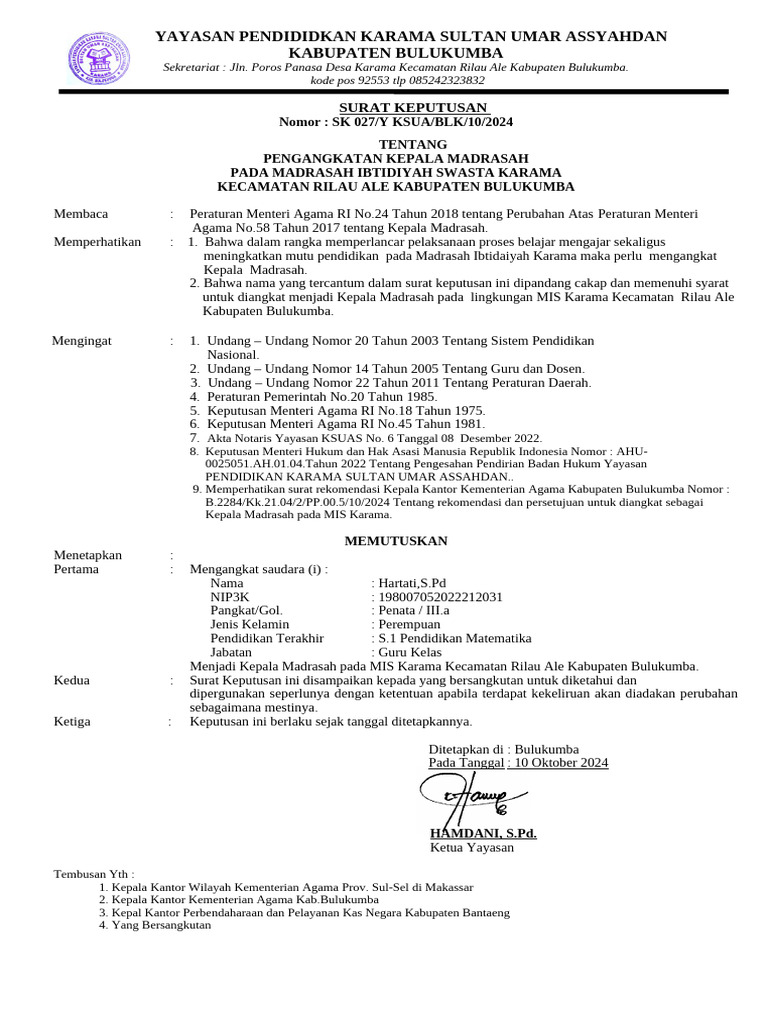 SK Yayasan Kamad Mis Karama Hartati | PDF