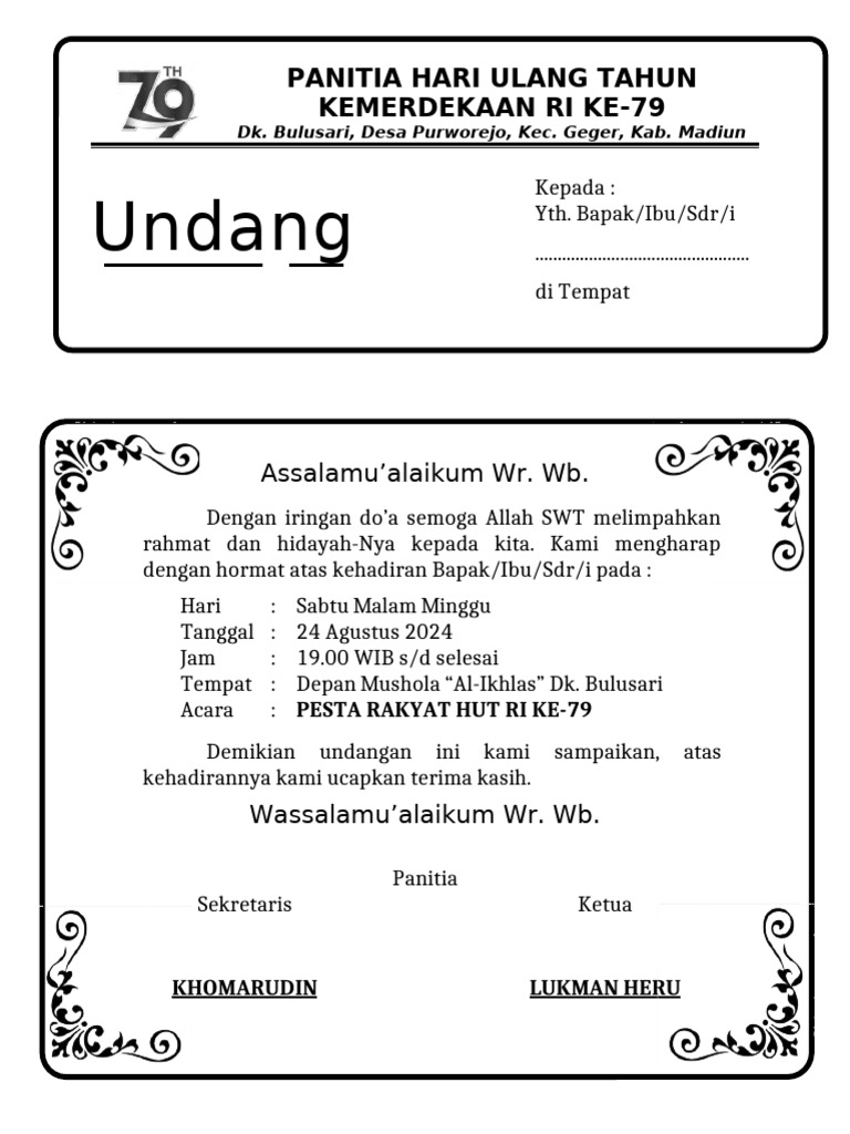 Undangan Hut 79 | PDF