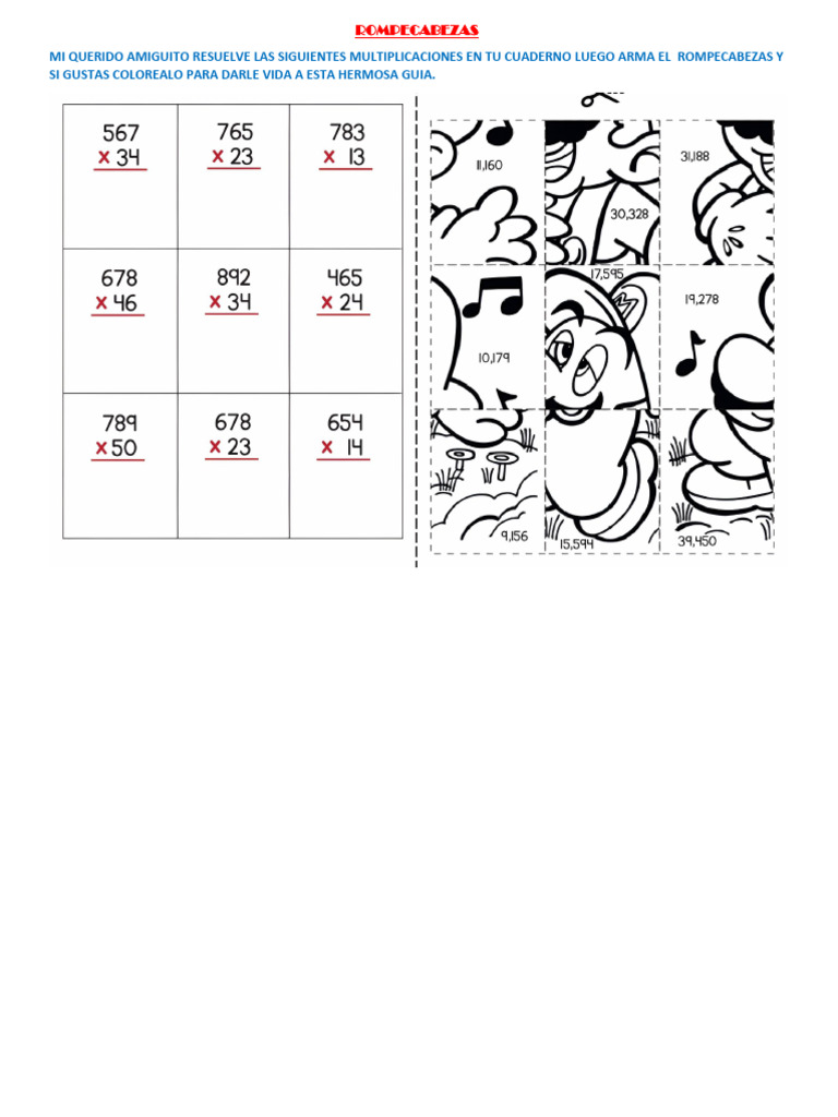 ROMPECABEZAS DE MULTIPLICACION_240704_185551 | PDF
