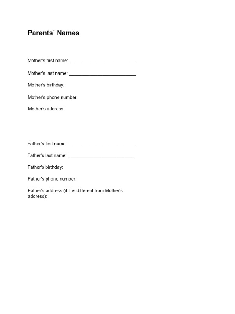 Parents' Info Form | PDF