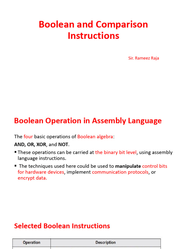Boolean Operations in Assembly Language | PDF | Bit | Arithmetic