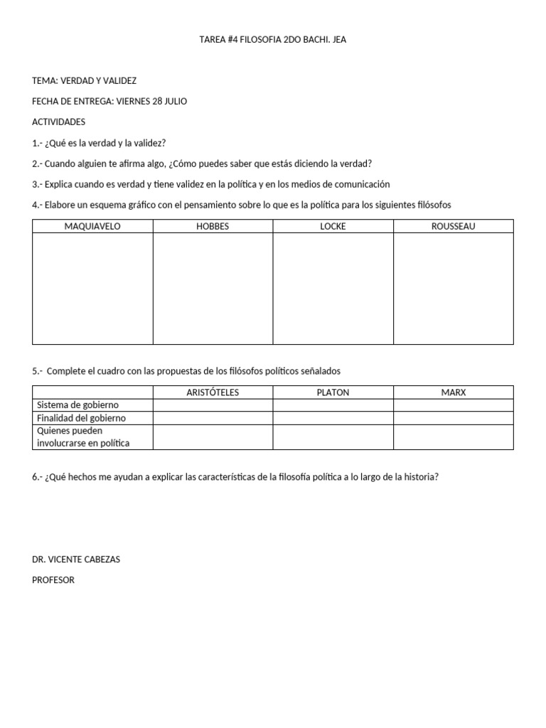 Tarea # 4 Filos. 2do Bach. Jea | PDF