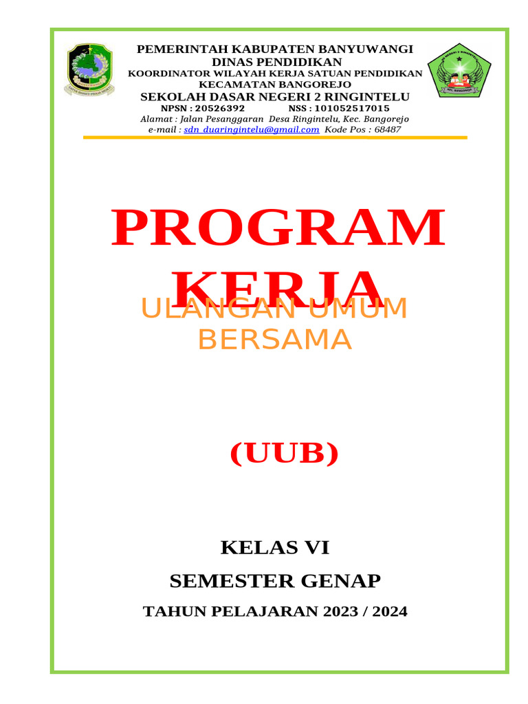 Program Kerja Aksat KLS 6 2023-2024 | PDF