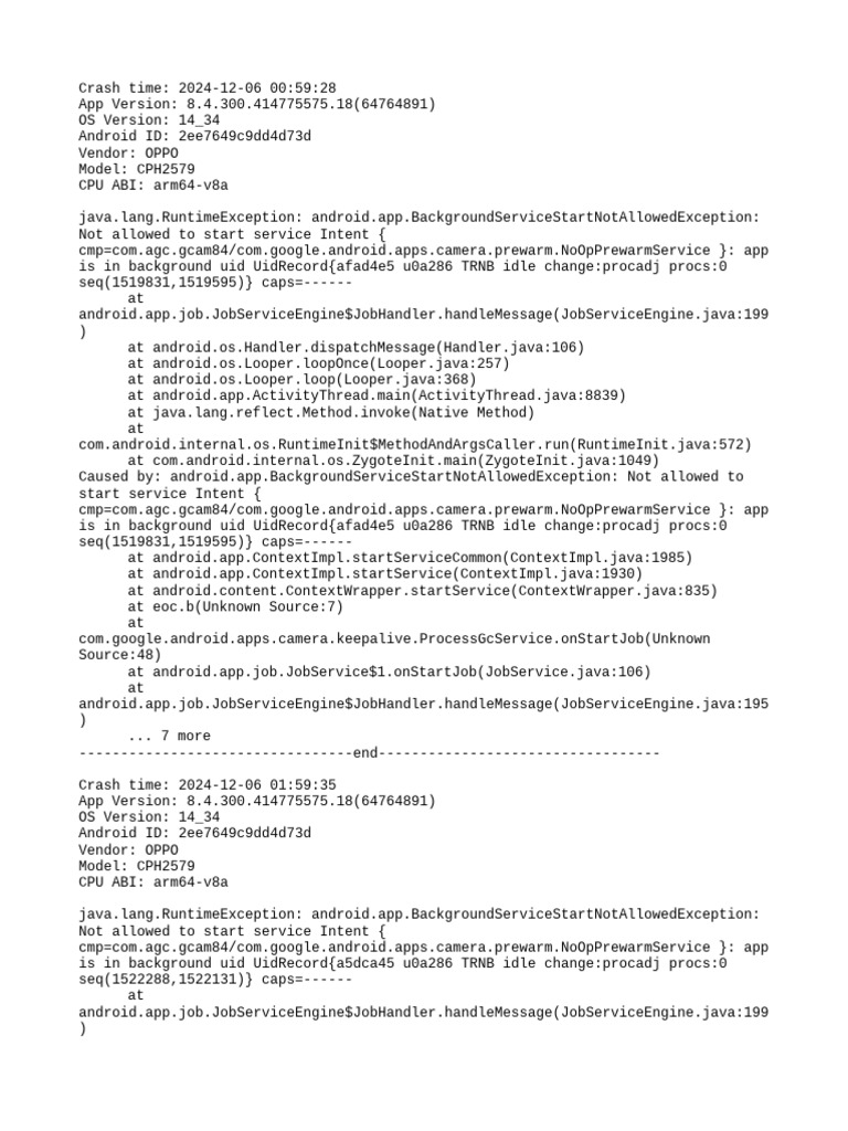 crash_20241206 | PDF | Android (Operating System) | Java (Programming Language)