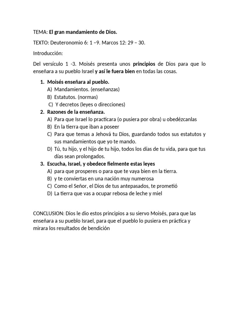 el principal mandamiento | PDF | Creencia religiosa y doctrina
