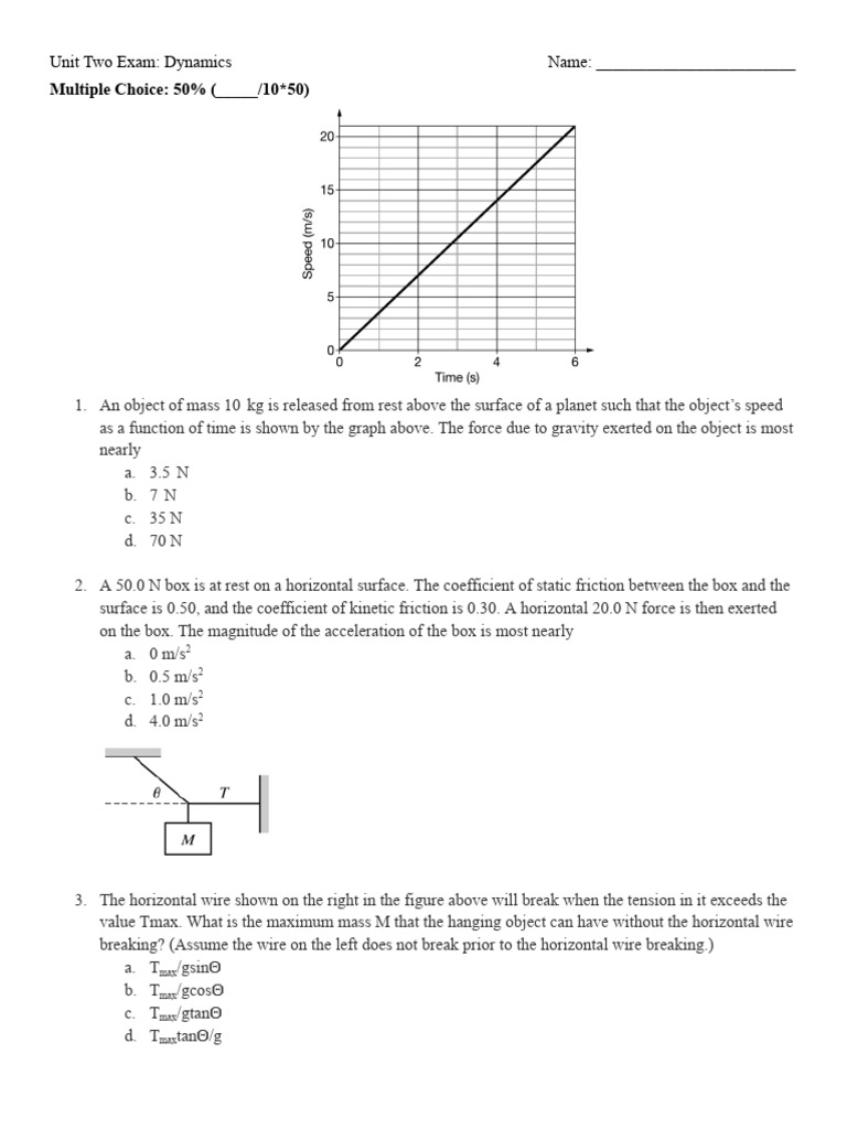 Unit Two Exam APP1 | PDF | Force | Newton's Laws Of Motion
