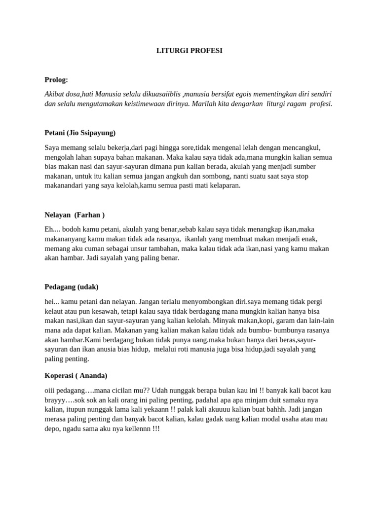 LITURGI PROFESI Natal TM UNIMED 2024 | PDF