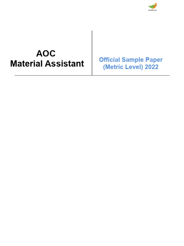 AOC Material Assistant Official Metric Level Old Paper | PDF
