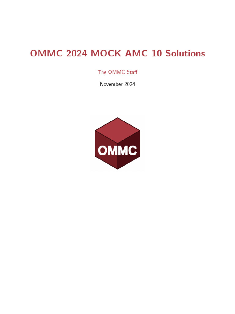 2024 Ommc Mock Amc 10 Solutions | PDF | Circle | Numbers