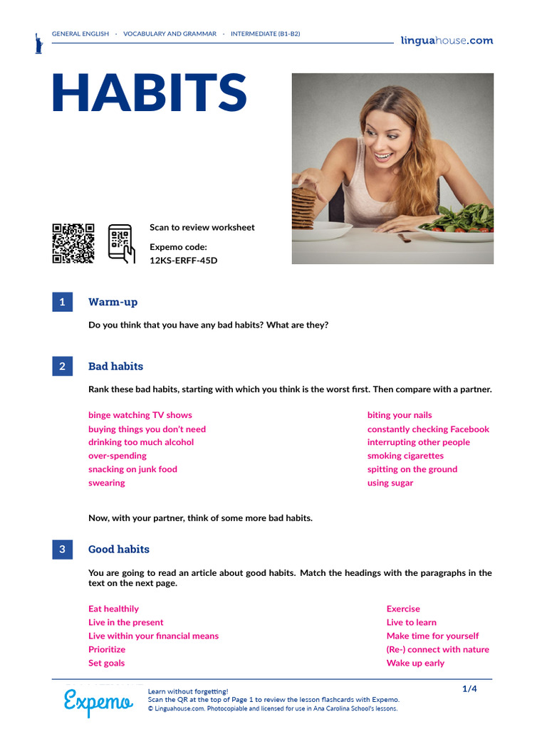 Habits American English Teacher Ver2 | PDF