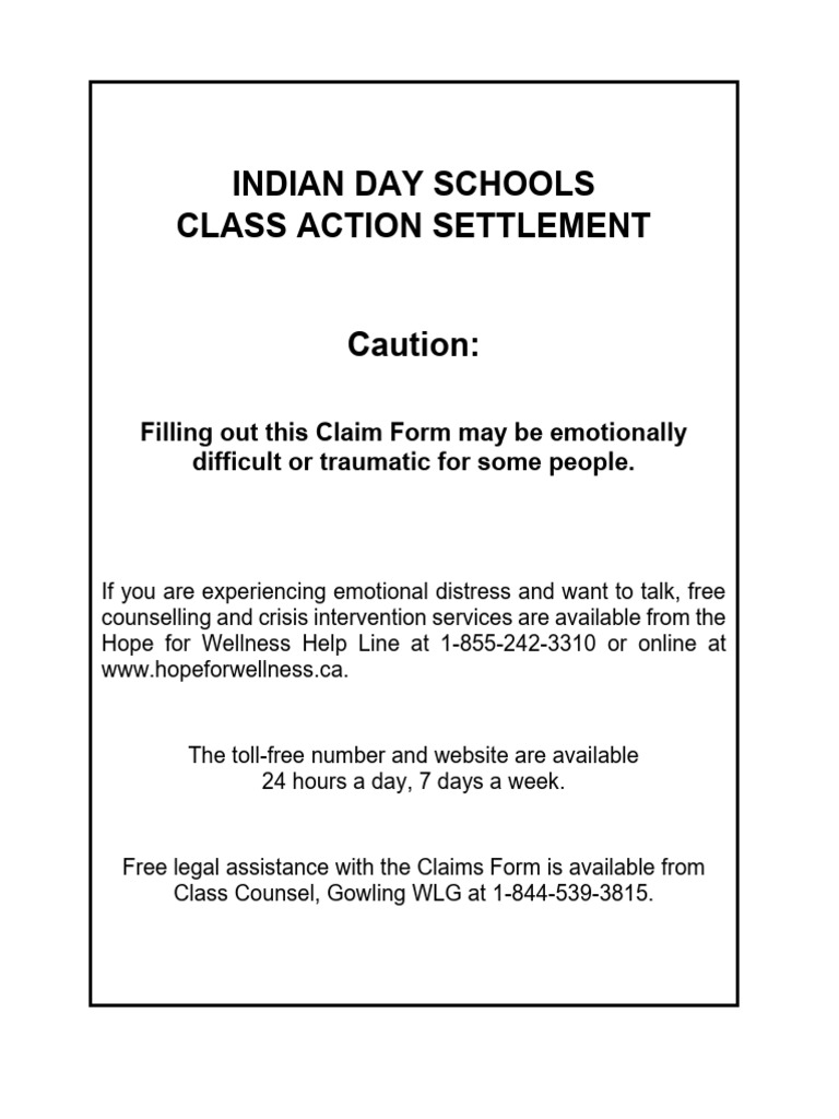 Indian Day Schools Claim Form en | PDF | Identity Document | Notary Public
