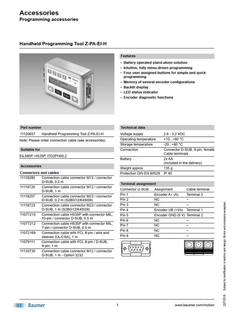 Baumer Handheld Programming Tool Z PA EI H DS En | PDF | Electrical ...
