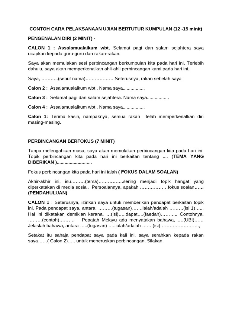 Contoh Skrip Ujian Bertutur BM SPM | PDF