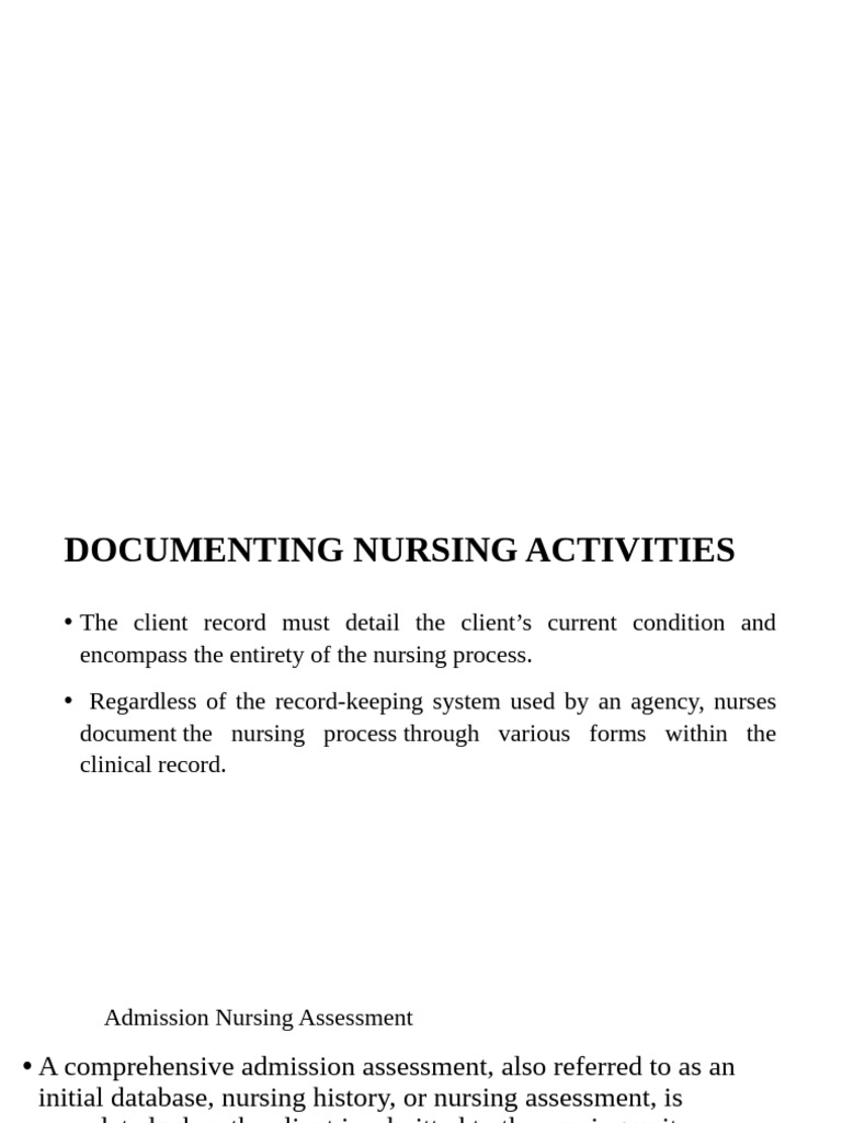 Nursing Documentation Activities | PDF | Nursing | Health Care