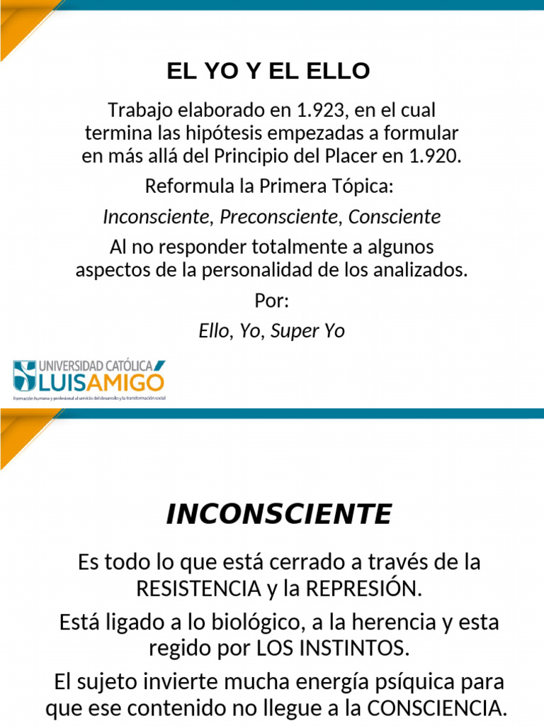 Presentación El YO y El ELLO | PDF | Carné de identidad | Mente inconsciente