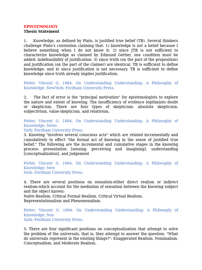 EPISTEMOLOGY-0-MODERNO-PHILOSOPHY-THESIS-STATEMENT | PDF | Knowledge ...
