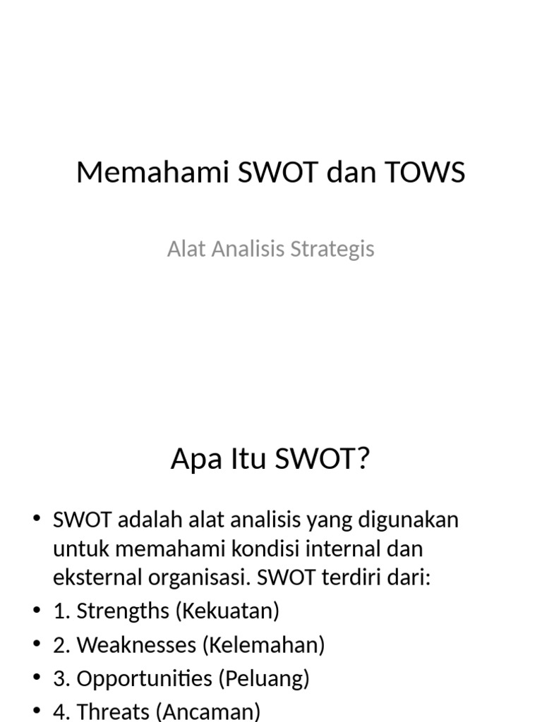 Memahami SWOT Dan TOWS (1) | PDF