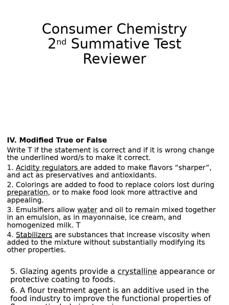 CONCHEM - Reviewer For 2nd Quarter Summative Test | PDF