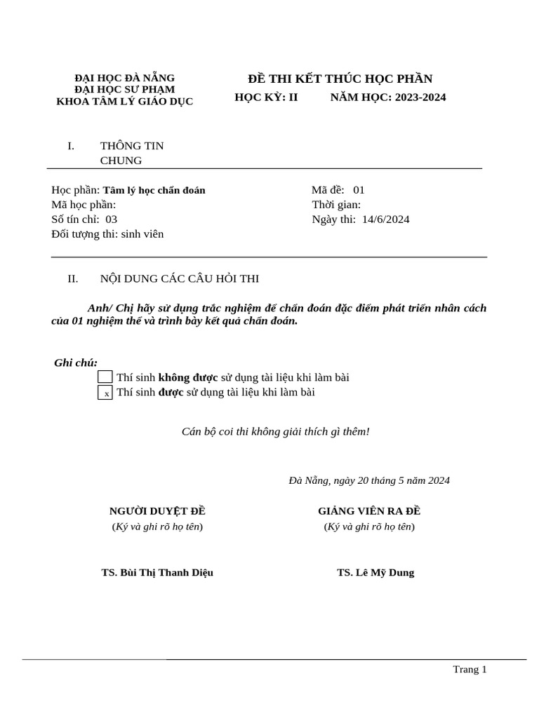 Đề KTHP- TLHCĐ-HK2-2023-2024 | PDF