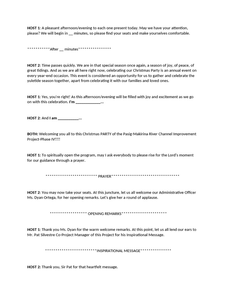Christmas Party Program Script | PDF