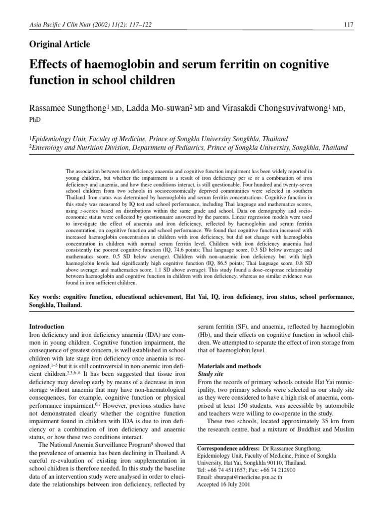 Iron Deficiency's Impact on Child Cognition | PDF | Anemia ...