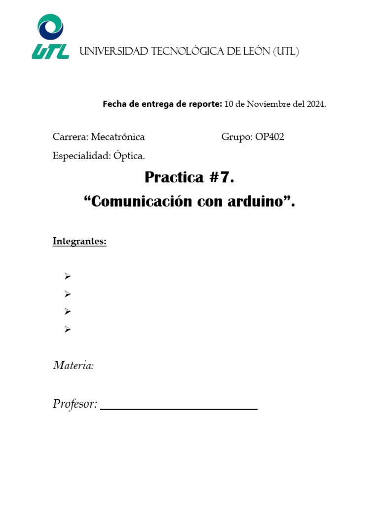 Practica 7comunicacion Con Arduinoop402 Pdf Diodo Emisor De Luz Arduino 