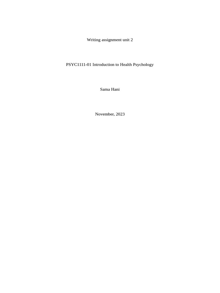 Writing Assignment Unit 2 | PDF