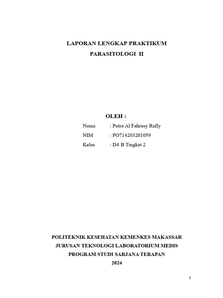 Laprak Lengkap Parasit II - PUTRA | PDF