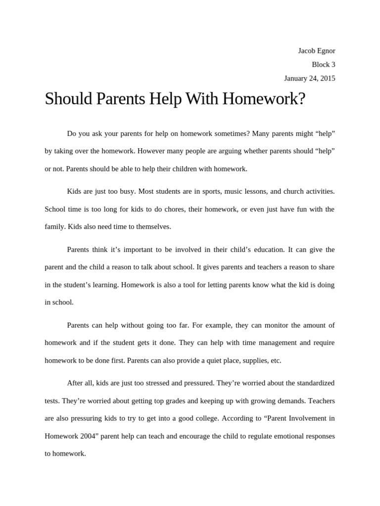 Should Parents Help With Homework | PDF