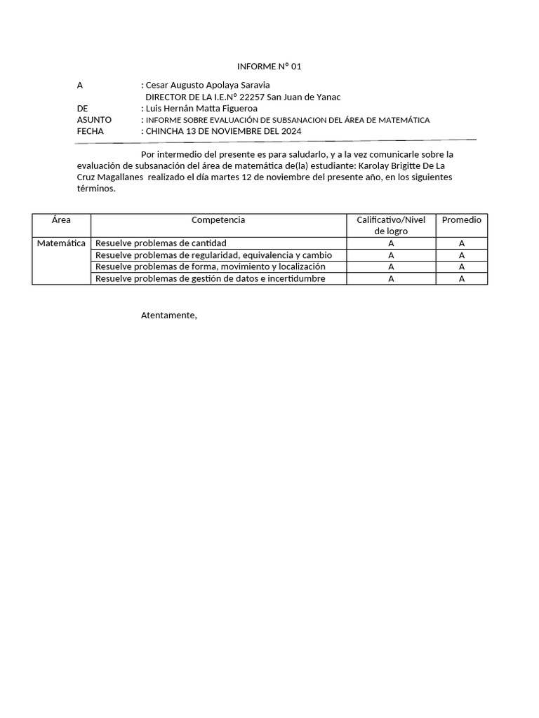 Informe Evaluación Subsanación (1) - para Combinar | PDF