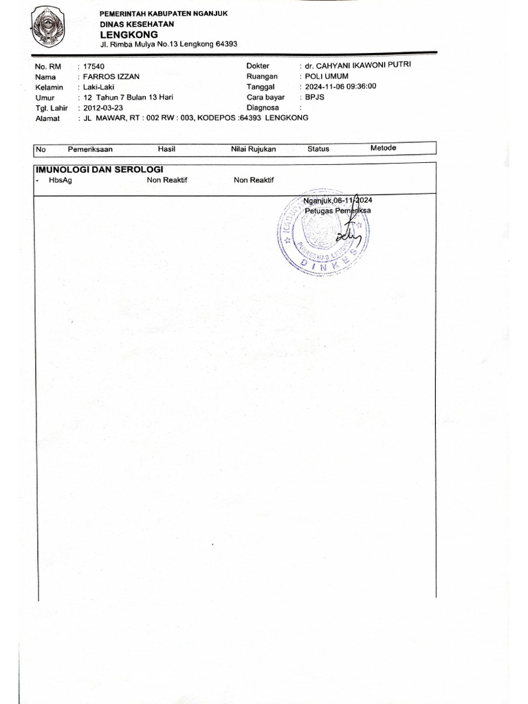 Keterangan HBsAg | PDF