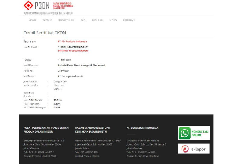 TKDN Oxygent Cair | PDF