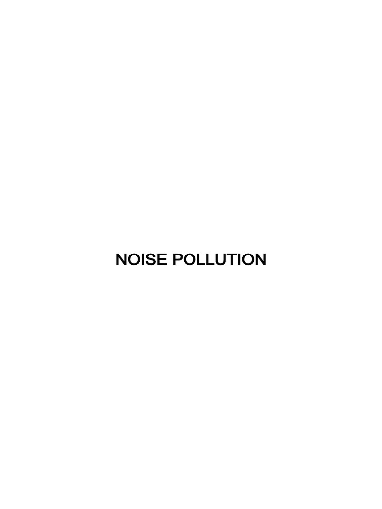 Noise Pollution | PDF