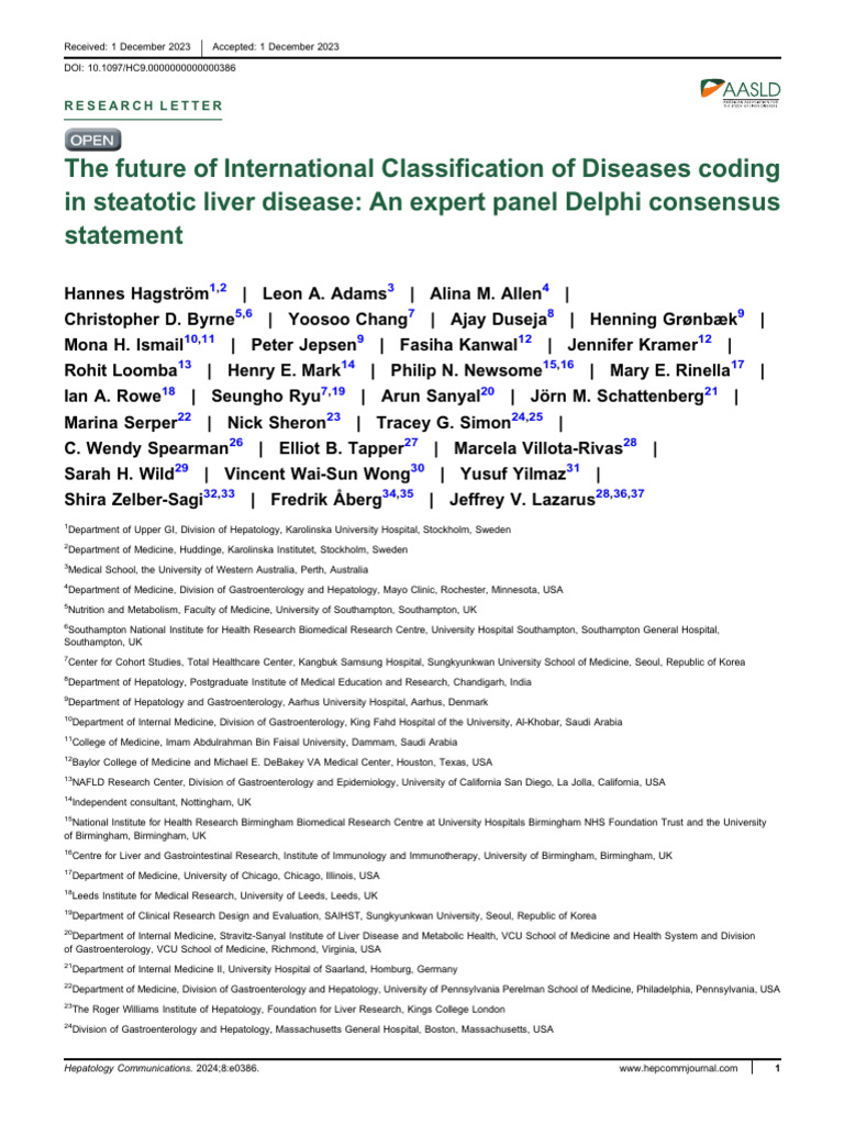 2024 The Future of ICD Coding in Steatotic Liver Disease. An Expert ...