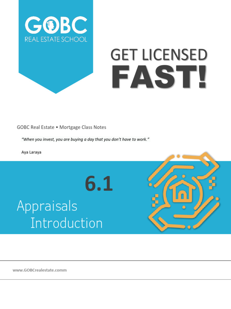 6.1 Cheatsheet Chapter Notes | PDF | Real Estate Appraisal | Market Value