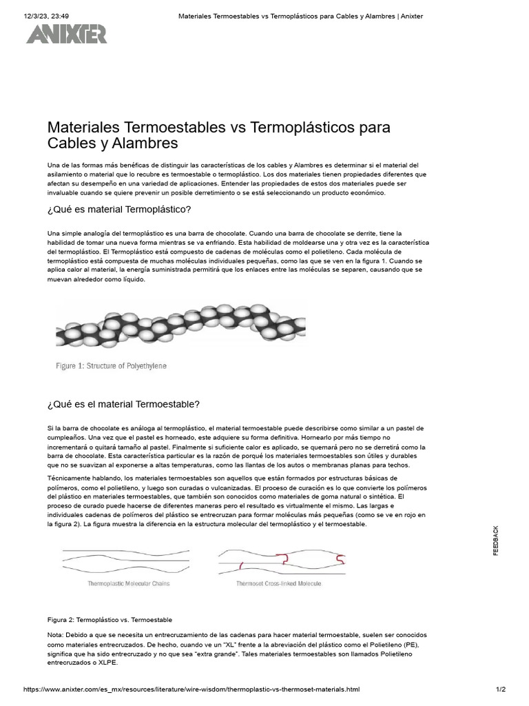 Materiales Termoestables Vs Termoplásticos | PDF | Termoplástico | El plastico