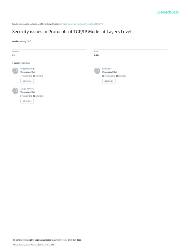 Security Issues in TCP Mode Rlayers | PDF | Transmission Control ...
