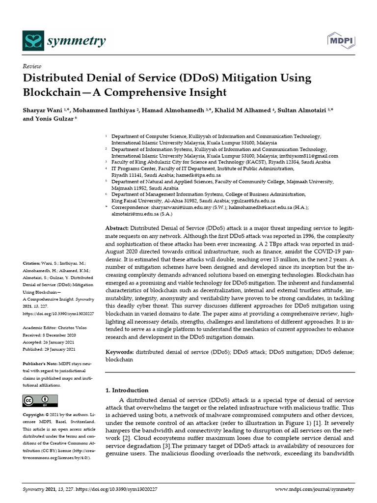 Distributed Denial of Service DDoS Mitigation Usin | PDF | Denial Of ...
