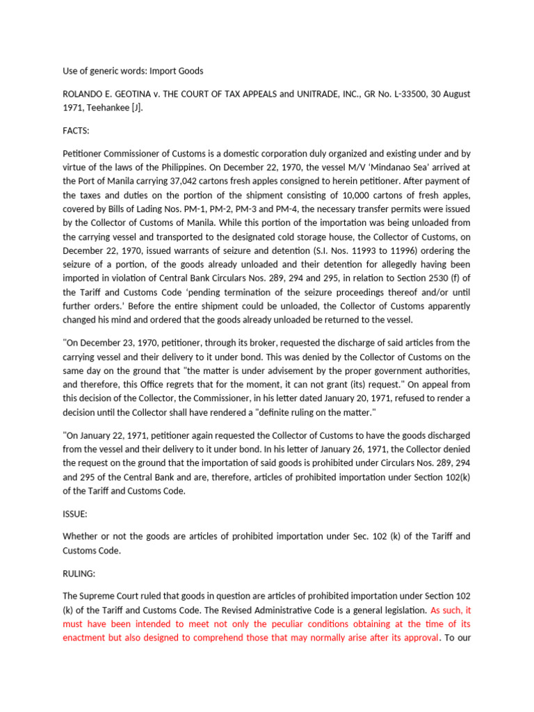 STATCON-Use-of-Generic-Words-and-Punctuation-Marks | PDF | Customs | Appeal