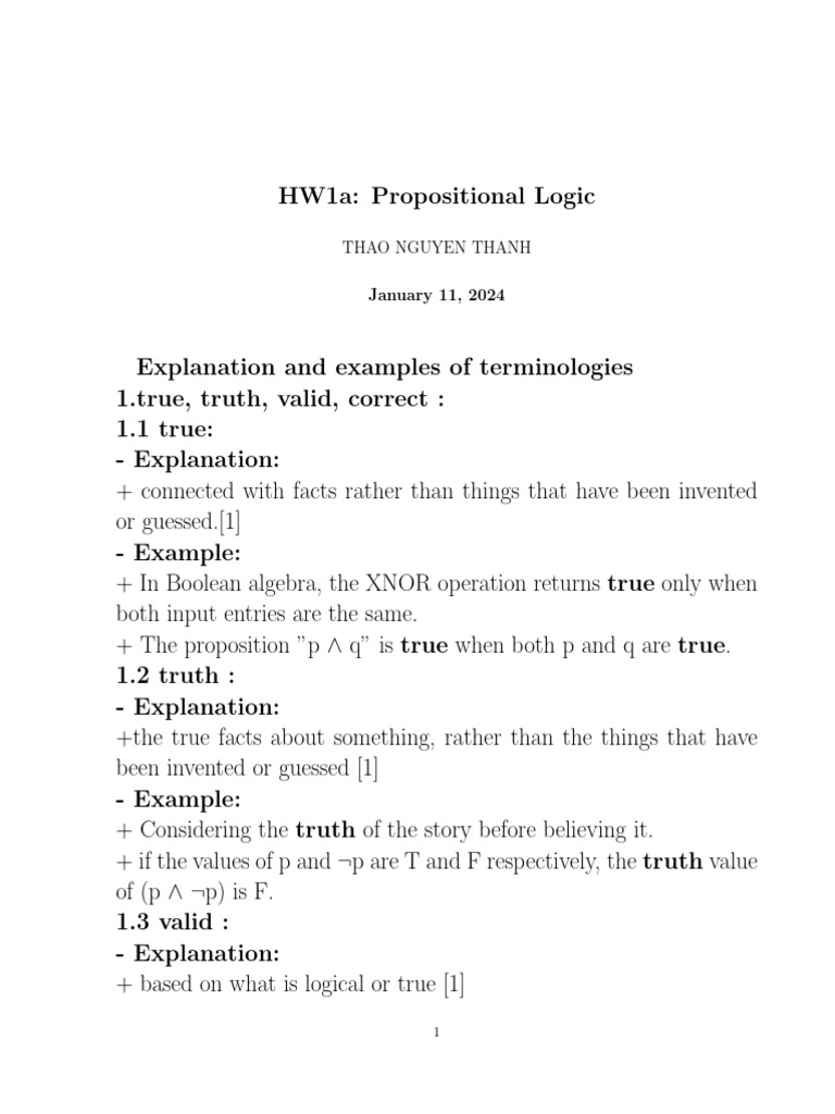 HW1a Propositional Logic | PDF | Logic | Argument