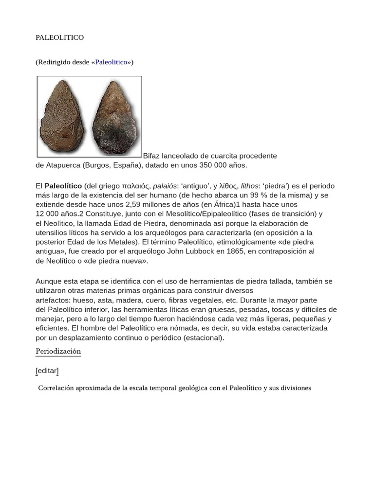 PALEOLITICO | PDF | Paleolítico | Homo