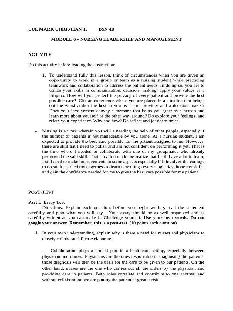 MOD 6, LM | PDF | Nursing | Health Care