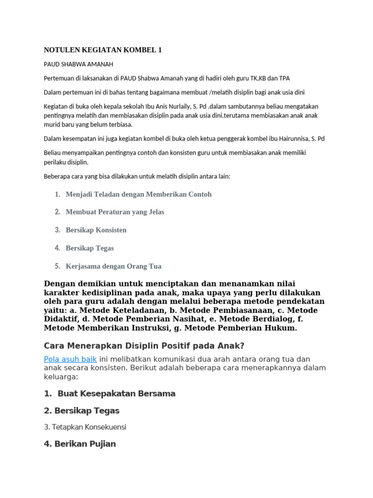 NOTULEN KEGIATAN KOMBEL 1 Dan IHT | PDF