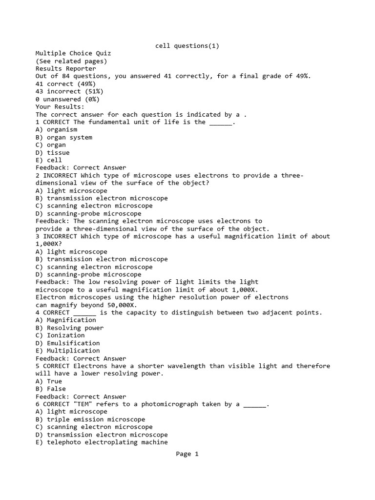 CELL QUESTIONS MCQs | PDF | Cell (Biology) | Endoplasmic Reticulum